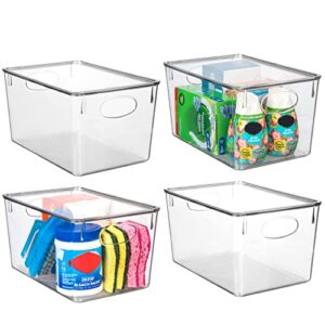 clearspace plastic storage bins with lids – perfect kitchen organization or pantry storage – fridge organizer, pantry organization and storage bins, cabinet organizers – 4 pack