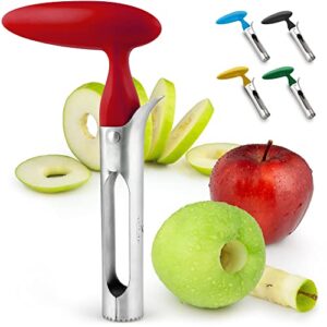 zulay premium apple corer – easy to use durable apple corer remover for pears, bell peppers, fuji, honeycrisp, gala and pink lady apples – stainless steel best kitchen gadgets cupcake corer – red