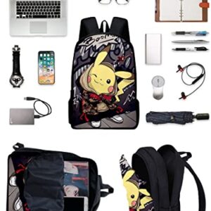 KIDZOY Anime Cartoon Backpack Set with Insulated Lunch Tote, Notebook, and Pencil Pouch - School Bookbag and Travel Bag for Kids, Teens, Men, and Women -School bag + pen bag