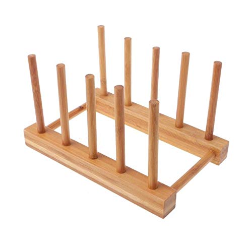 YWSHF Bamboo Wooden Dish Rack Dishes Drainboard Drying Drainer Storage Holder Stand Kitchen Cabinet Organizer for Dish/Plate/Bowl/Cup/Pot Lid/Book