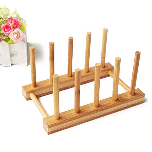 YWSHF Bamboo Wooden Dish Rack Dishes Drainboard Drying Drainer Storage Holder Stand Kitchen Cabinet Organizer for Dish/Plate/Bowl/Cup/Pot Lid/Book