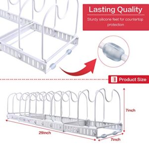 X-cosrack 11 Dividers Pot Pan Lid Rack Bakeware Cupboard Organizer, Expandable, Patent Pending. White