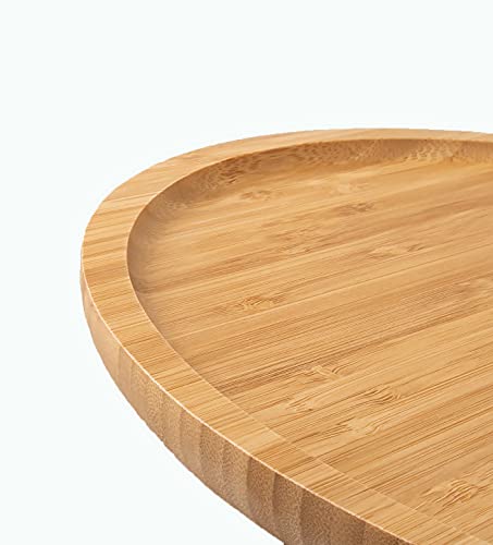 Plutreas Bamboo Lazy Susan Turntable for Cabinet or Table (12 inch)