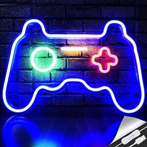 led game neon sign gamepad shape led sign light gamer gift for teen boys game room decor bedroom wall gaming wall decoration gaming room lightup signs accessories video game battle station wall signs