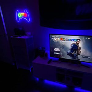 LED Game Neon Sign Gamepad Shape LED Sign Light Gamer Gift for Teen Boys Game Room Decor Bedroom Wall Gaming Wall Decoration Gaming Room Lightup Signs Accessories Video Game Battle Station Wall Signs