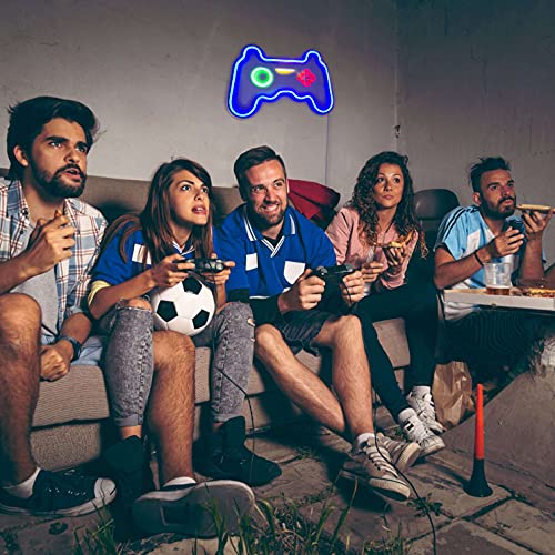 LED Game Neon Sign Gamepad Shape LED Sign Light Gamer Gift for Teen Boys Game Room Decor Bedroom Wall Gaming Wall Decoration Gaming Room Lightup Signs Accessories Video Game Battle Station Wall Signs