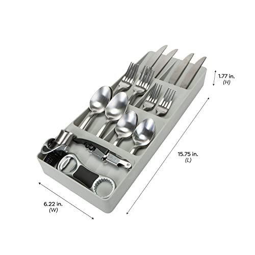 Kitchen Details 7 Slot Cutlery Drawer Organizer | Utensil Tray | Silverware Holder | Knife Spoon Fork | Flatware Storage & Organization | Grey