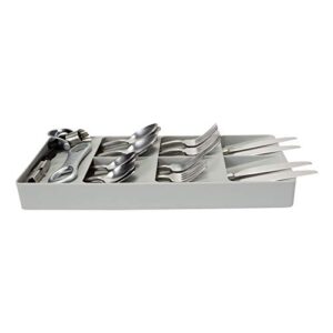 Kitchen Details 7 Slot Cutlery Drawer Organizer | Utensil Tray | Silverware Holder | Knife Spoon Fork | Flatware Storage & Organization | Grey