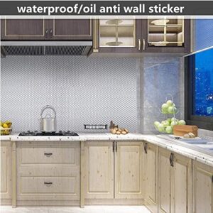 Kitchen Backsplash Stickers, 196.85X15.75 Inch Kitchen Wallpaper Stickers Self Adhesive Kitchen Aluminum Foil Stickers Oil Proof Waterproof (Silver Cube Texture)