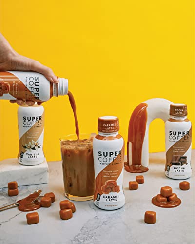 Super Coffee, Iced Keto Coffee (0g Added Sugar, 10g Protein, 80 Calories) [Mocha Latte] 12 Fl Oz, 12 Pack | Iced Coffee, Protein Coffee, Coffee Drinks, Smart Coffee - SoyFree GlutenFree