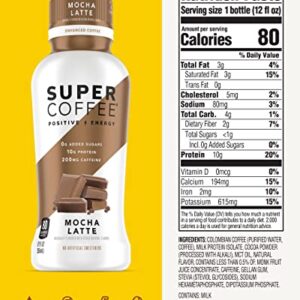 Super Coffee, Iced Keto Coffee (0g Added Sugar, 10g Protein, 80 Calories) [Mocha Latte] 12 Fl Oz, 12 Pack | Iced Coffee, Protein Coffee, Coffee Drinks, Smart Coffee - SoyFree GlutenFree