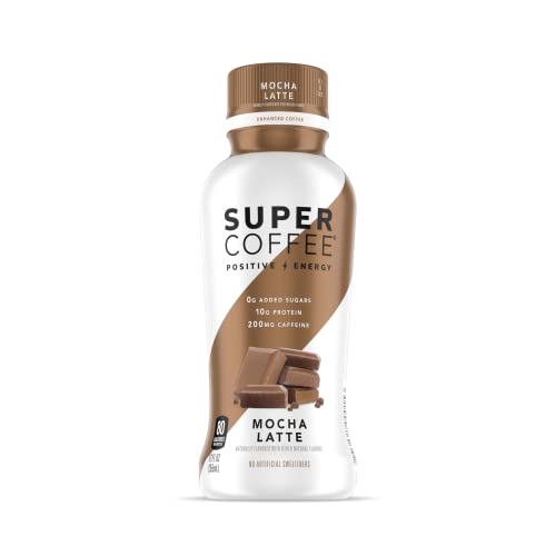 Super Coffee, Iced Keto Coffee (0g Added Sugar, 10g Protein, 80 Calories) [Mocha Latte] 12 Fl Oz, 12 Pack | Iced Coffee, Protein Coffee, Coffee Drinks, Smart Coffee - SoyFree GlutenFree