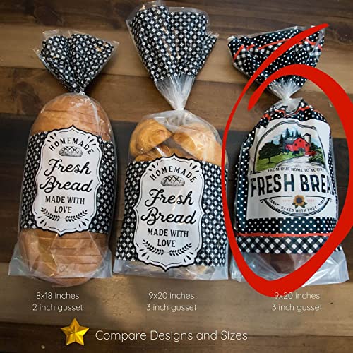 WiseOwell Bread Bags for Homemade Bread with Ties (Farmhouse Large)