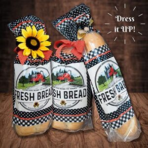 WiseOwell Bread Bags for Homemade Bread with Ties (Farmhouse Large)