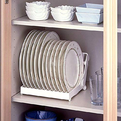 Dish Drying Rack,Small Dish Rack Plate Organizer for Cabinet, Dish Racks for Kitchen Counter Small Space, Collapsible Drying Rack Dishes Plate Holder, Kitchen Dish Strainer for Saucer Plate Pans Bowls