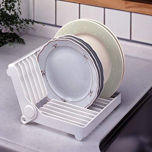 Dish Drying Rack,Small Dish Rack Plate Organizer for Cabinet, Dish Racks for Kitchen Counter Small Space, Collapsible Drying Rack Dishes Plate Holder, Kitchen Dish Strainer for Saucer Plate Pans Bowls