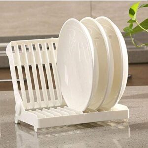 Dish Drying Rack,Small Dish Rack Plate Organizer for Cabinet, Dish Racks for Kitchen Counter Small Space, Collapsible Drying Rack Dishes Plate Holder, Kitchen Dish Strainer for Saucer Plate Pans Bowls