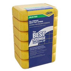 QEP 70005Q-6D 7.5 Inch x 5.5 Inch x 1.875 Inch Grouting, Cleaning and Washing Sponge, X-Large, 6-Pack, 6 Pack, Yellow, 6 Count