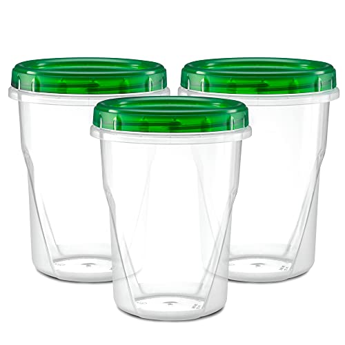 Elegant Disposables (32 Ounce 10 Pack) Twist cap Containers Clear Bottom With Green Top Screw on Lids Twist Top Food Storage Freezer Containers