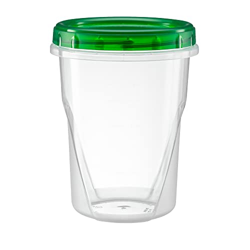 Elegant Disposables (32 Ounce 10 Pack) Twist cap Containers Clear Bottom With Green Top Screw on Lids Twist Top Food Storage Freezer Containers