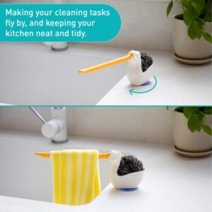 PELEG DESIGN Pelix Plastic Sponge and Cloth Holder for Kitchen Sink Caddy with Suction Cup, 2 in 1 Dish Kitchen Organizer and Decor, Fits All Dish Scrubber, Sponge and Kitchen Cloth Standard Size