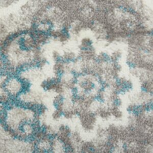 Home Dynamix Boho Andorra Transitional Damask Area Rug, Grey/Blue, 7'9"x10'2"