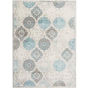 Home Dynamix Boho Andorra Transitional Damask Area Rug, Grey/Blue, 7'9"x10'2"