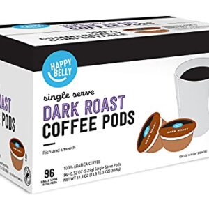 Amazon Brand - 96 Ct. Happy Belly Dark Roast Coffee Pods, Compatible with K-Cup Brewer