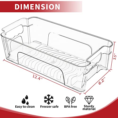 PRAKI Refrigerator Organizer Bins - 8pcs Plastic Pantry Kitchen Organization and Storage Bins for Fridge, Freezer, Kitchen Cabinets, and Countertops - BPA Free Fridge Organizer