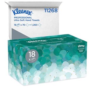 kleenex hand towels (11268), ultra soft and absorbent, pop-up box, 18 boxes / case, 70 paper hand towels / box, 1,260 sheets / case