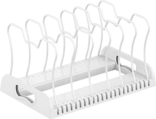 Simple Houseware 7 Compartments Adjustable Pan Organizer, White