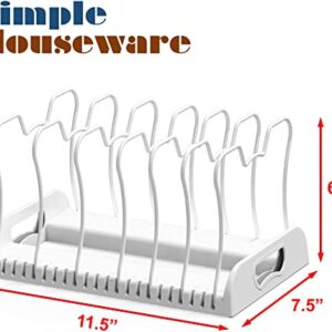 Simple Houseware 7 Compartments Adjustable Pan Organizer, White