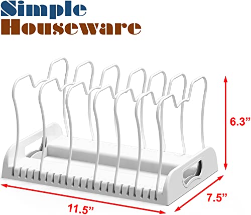 Simple Houseware 7 Compartments Adjustable Pan Organizer, White