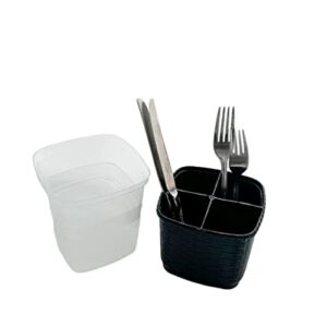 Toledo Covered Cutlery and Utensil holder, Flatware Plastic Caddy Organizer for Silverware with Cover top Perfect for Kitchen, picnic, home, BBQ, Party, Camping, Outdoor and Restaurant (Black)