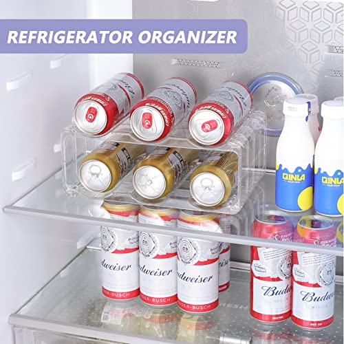 Clear Wine Racks for Refrigerator, Water Bottle Organizer, 6 Bottles