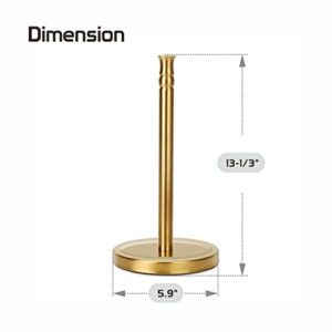 Siwil Gold Paper Towel Holder Stand, One-Handed Ripping Paper Towel Roll Holder Countertop, Stainless Steel Base Rust-Proof, NOT Tip Over