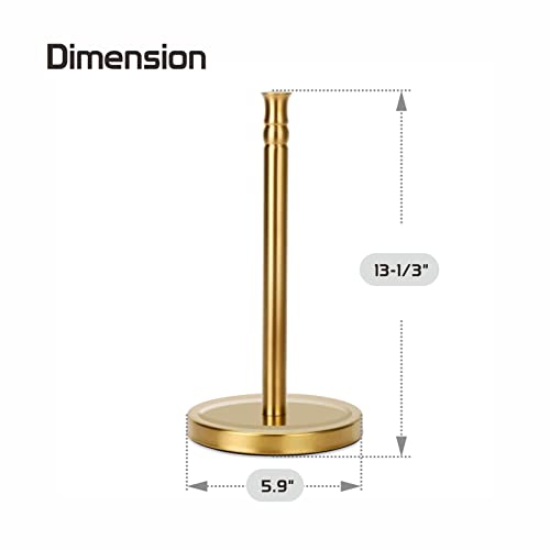 Siwil Gold Paper Towel Holder Stand, One-Handed Ripping Paper Towel Roll Holder Countertop, Stainless Steel Base Rust-Proof, NOT Tip Over