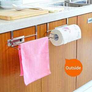 Luxsego Paper Towel Rack Under Cabinets, 1.4" Hanging & No Drilling Paper Towel Hanger for Kitchen Cabinets Bathroom Shelf, Stainless Steel, Double Support (Large)