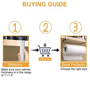 Luxsego Paper Towel Rack Under Cabinets, 1.4" Hanging & No Drilling Paper Towel Hanger for Kitchen Cabinets Bathroom Shelf, Stainless Steel, Double Support (Large)