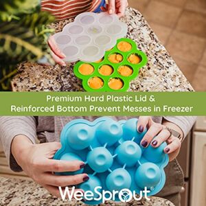 WeeSprout Silicone Baby Food Freezer Tray with Clip-on Lid by WeeSprout - Perfect Storage Container for Homemade Baby Food, Vegetable & Fruit Purees, and Breast Milk