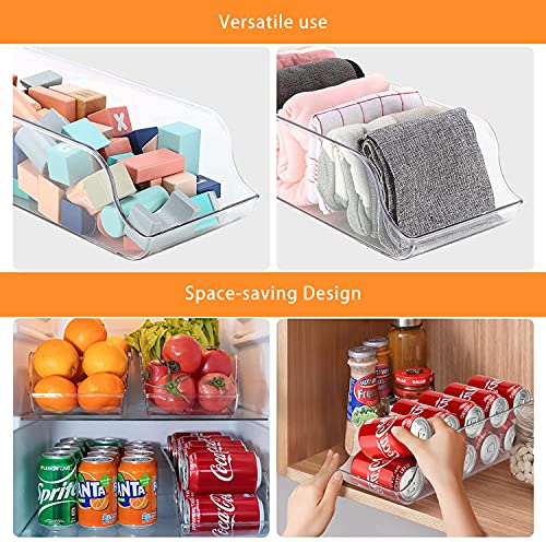 Anawin Refrigerator Organizer, 2 PCS a Set Fridge Organizer Bins for Refrigerator, Clear Plastic Canned Food Pantry Storage Rack for Freezer, Kitchen, Countertops, Cabinets, Soda Can Organizer