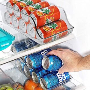 Anawin Refrigerator Organizer, 2 PCS a Set Fridge Organizer Bins for Refrigerator, Clear Plastic Canned Food Pantry Storage Rack for Freezer, Kitchen, Countertops, Cabinets, Soda Can Organizer