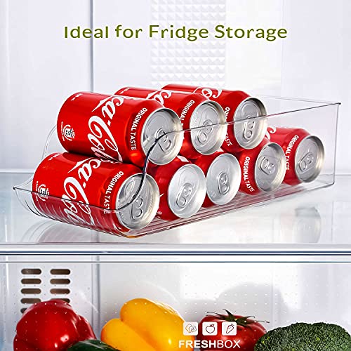 Anawin Refrigerator Organizer, 2 PCS a Set Fridge Organizer Bins for Refrigerator, Clear Plastic Canned Food Pantry Storage Rack for Freezer, Kitchen, Countertops, Cabinets, Soda Can Organizer