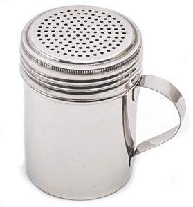 ehomea2z stainless steel dredge shaker 10 oz ideal for salt, spice, sugar, flour (1, 10 oz with handle)