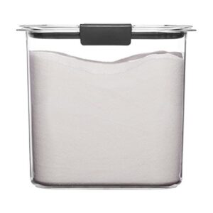 rubbermaid brilliance airtight food storage container for pantry with lid for flour, sugar, and rice, 12-cup, clear/grey