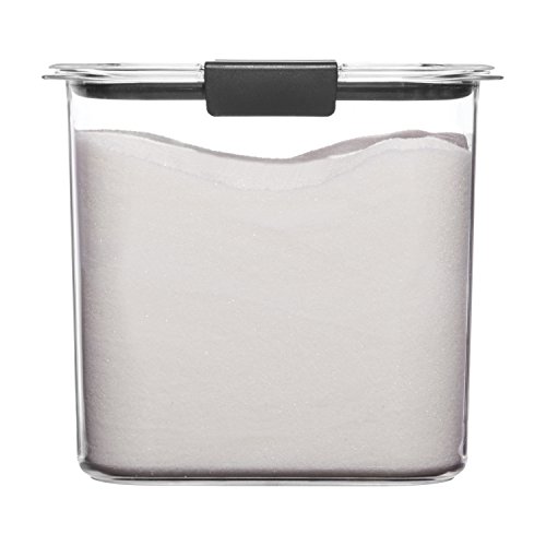 Rubbermaid Brilliance Airtight Food Storage Container for Pantry with Lid for Flour, Sugar, and Rice, 12-Cup, Clear/Grey