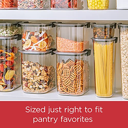 Rubbermaid Brilliance Airtight Food Storage Container for Pantry with Lid for Flour, Sugar, and Rice, 12-Cup, Clear/Grey