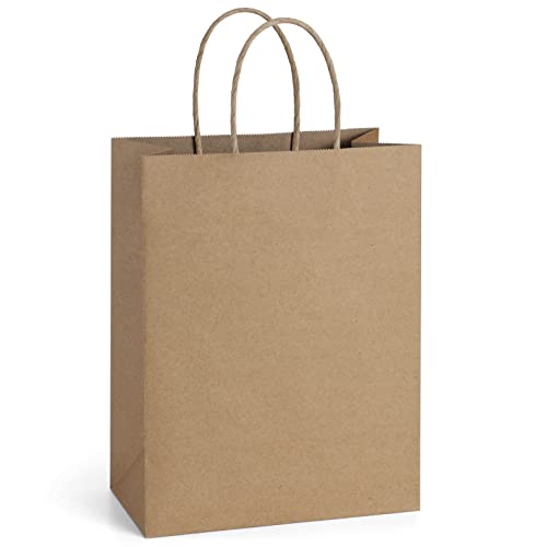 BagDream 50Pcs Gift Bags 8x4.25x10.5 Brown Paper Gift Bags with Handles Bulk, Kraft Paper Bags Shopping Bags, Retail Merchandise Grocery Bags, Wedding Birthday Party Favor Bags