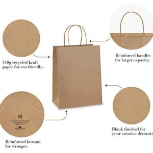 BagDream 50Pcs Gift Bags 8x4.25x10.5 Brown Paper Gift Bags with Handles Bulk, Kraft Paper Bags Shopping Bags, Retail Merchandise Grocery Bags, Wedding Birthday Party Favor Bags