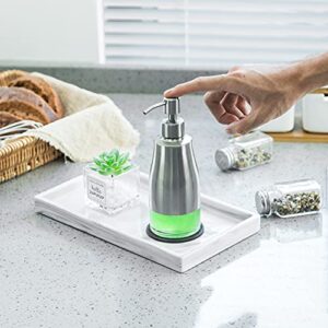 Gaussra Soap Dispenser with Non-Slip Coaster，Brushed Nickel Stainless Steel Case Glass Liner Hand Pump Dispenser，Refillable Liquid Hand Soap Dispenser for Bathroom & Kitchen (11OZ / 320ML)